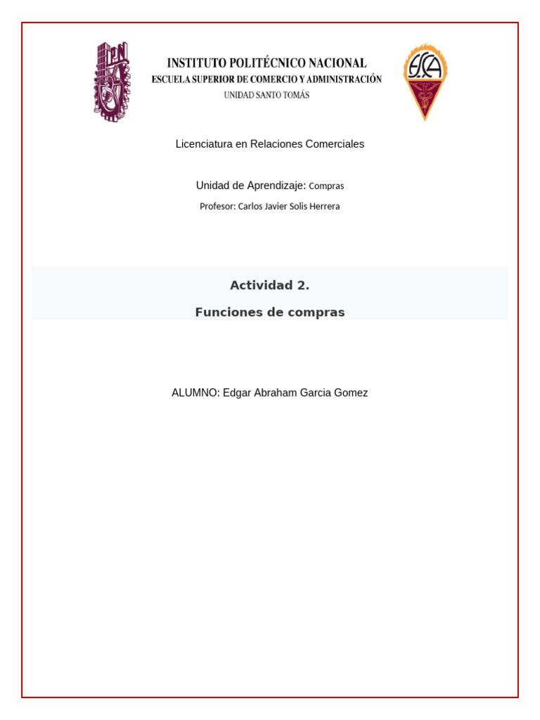 Funciones de Compras-EAGG | PDF