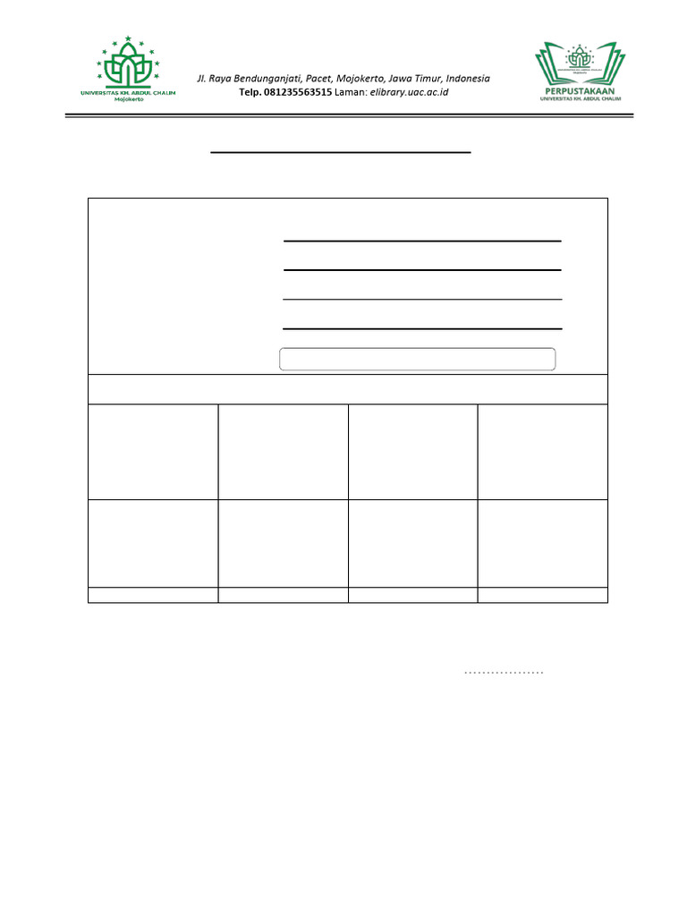 Blanko Bebas Pustaka UAC 2024 | PDF