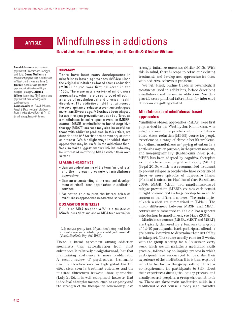2016 - Mindfulness in Addictions | PDF