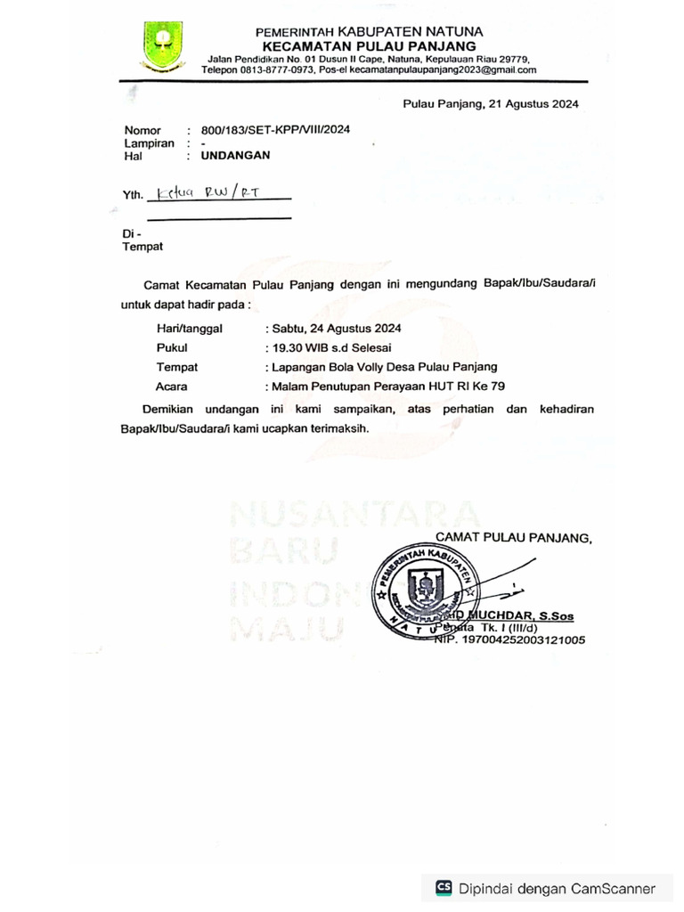 Undangan Untuk RT Dan RW | PDF