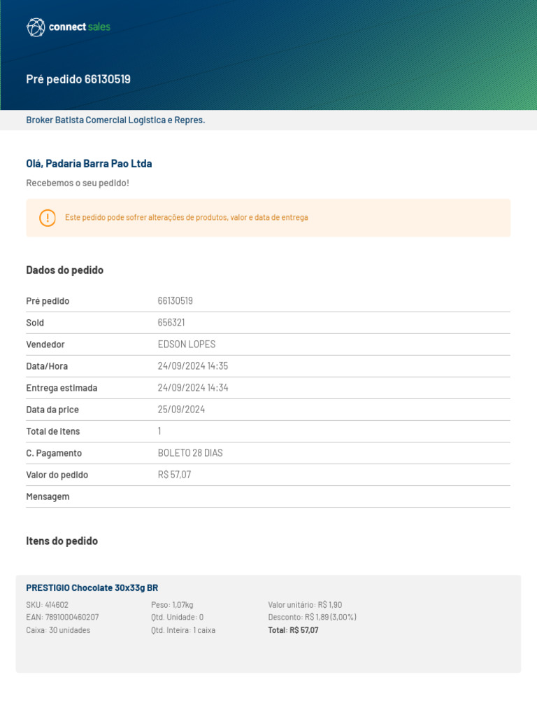 Pedido 66130519 | PDF