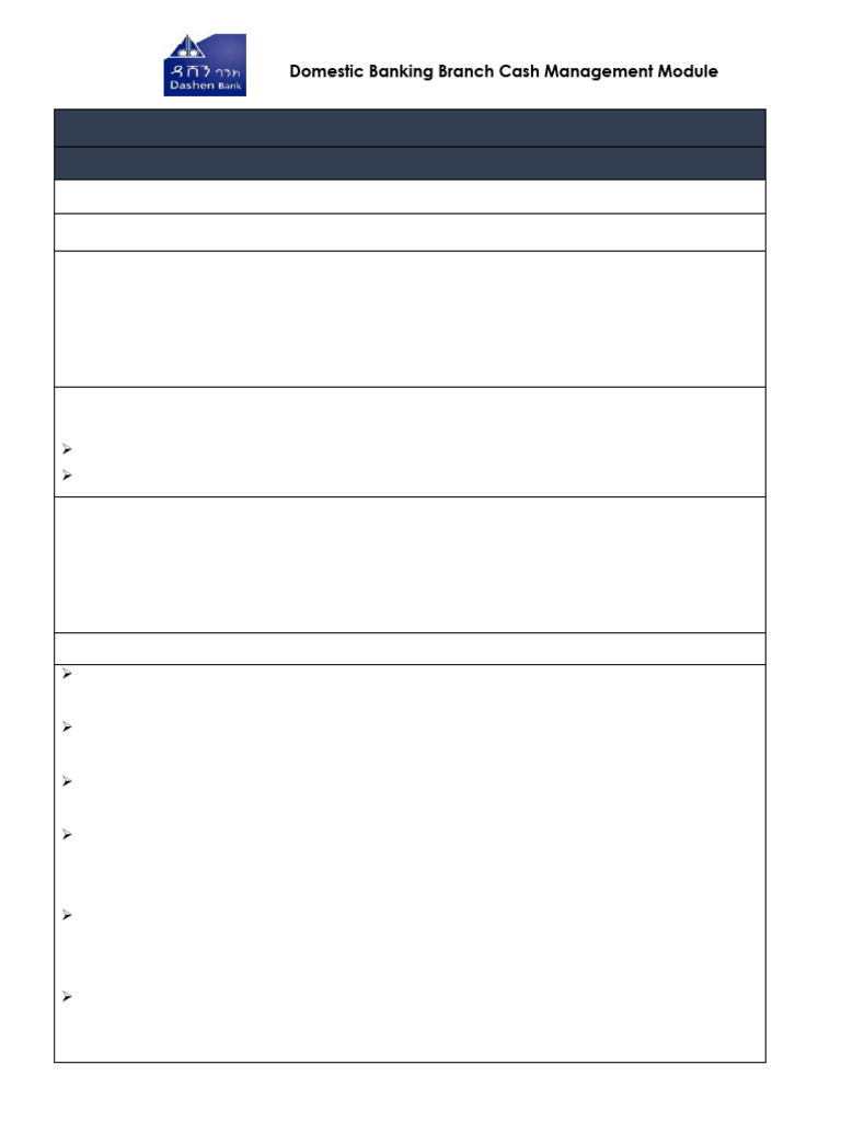 UNIT FOUR Cash Operation General Guideline, Custody of Cash Box and ...