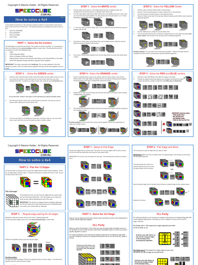 How To Solve the 4x4 Rubiks Cube 2023-A4- FINAL | PDF