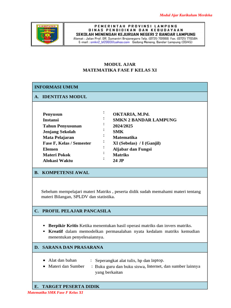 13.2. Modul Matriks | PDF