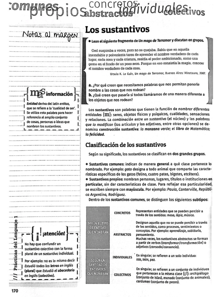 Sustantivos y Adjetivos. Teoría y Actividades | PDF