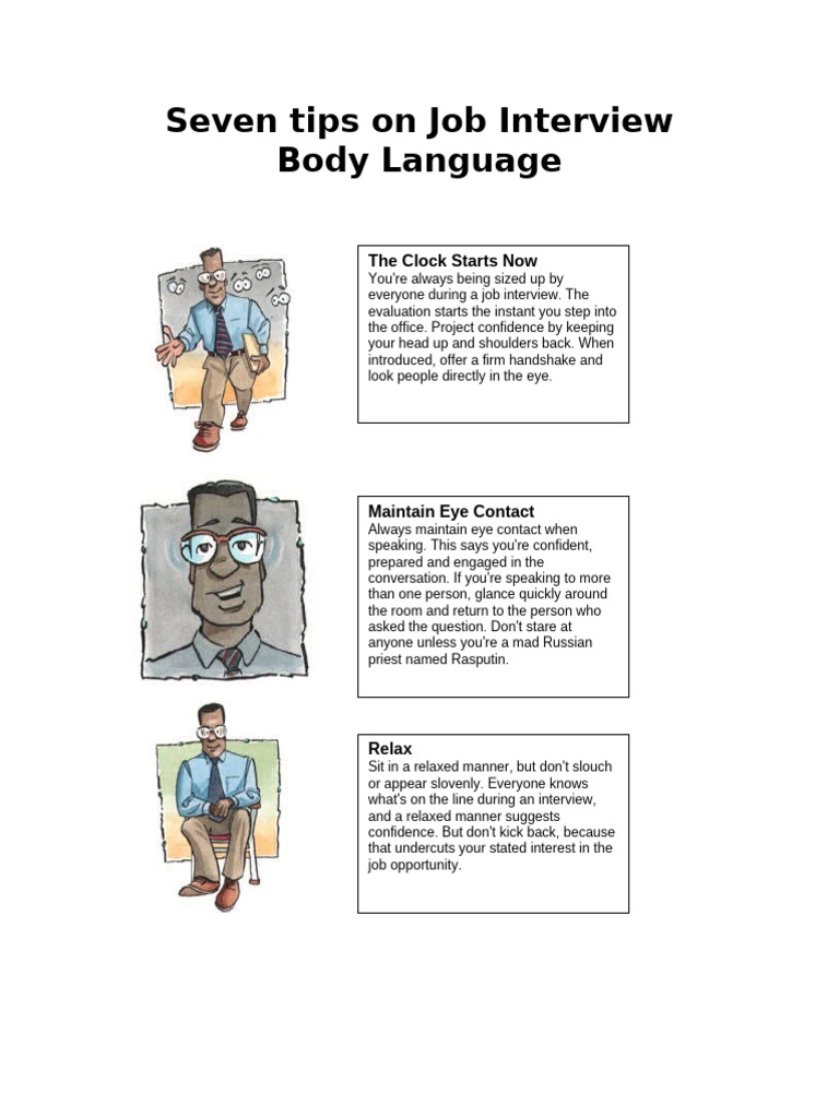 Seven tips on Job Interview Body Language | PDF