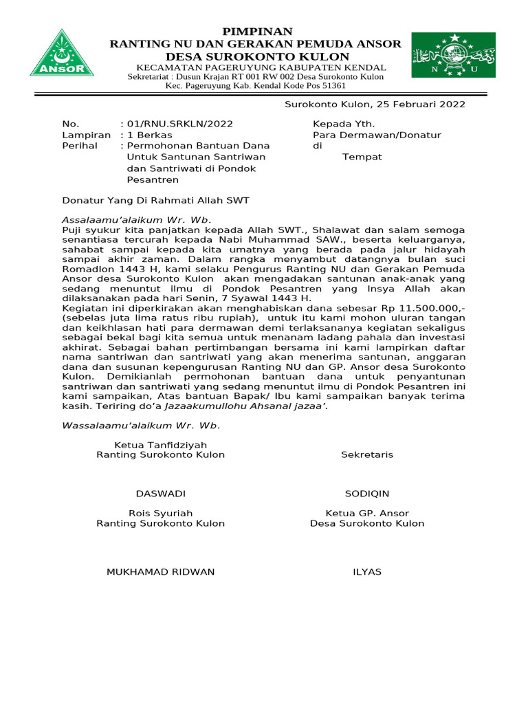 Proposal Dana Baksos | PDF