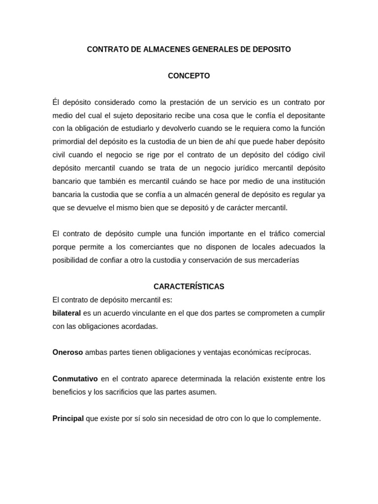 Contrato de Almacenes Generales de Deposito | PDF | Economias | Negocios