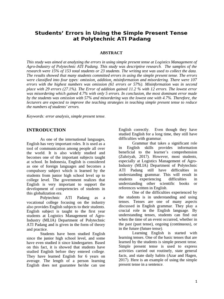 5840 - REV1 - UNP - Students' Errors in Using The Simple | PDF