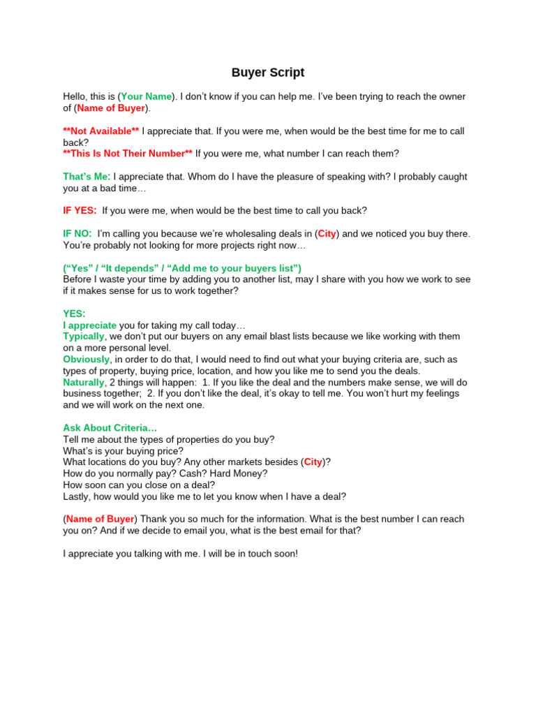 6 - Buyer Script | PDF