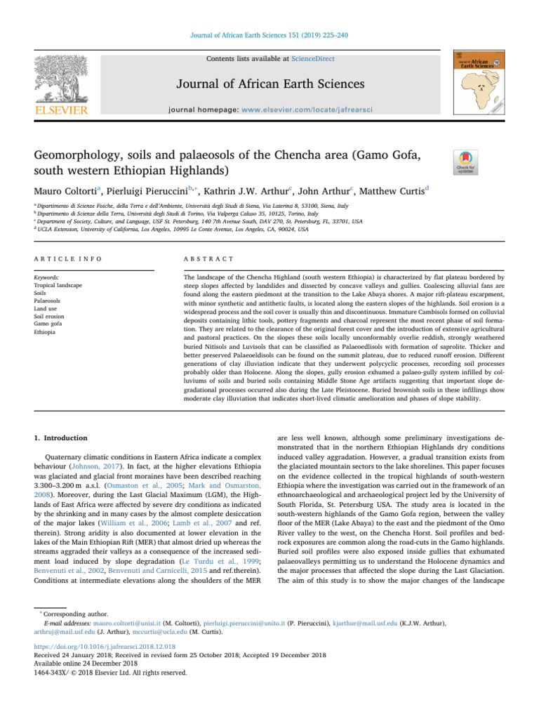 Coltori 2019 Geomorphology, Soils and Palaeosols | PDF | Erosion | Soil