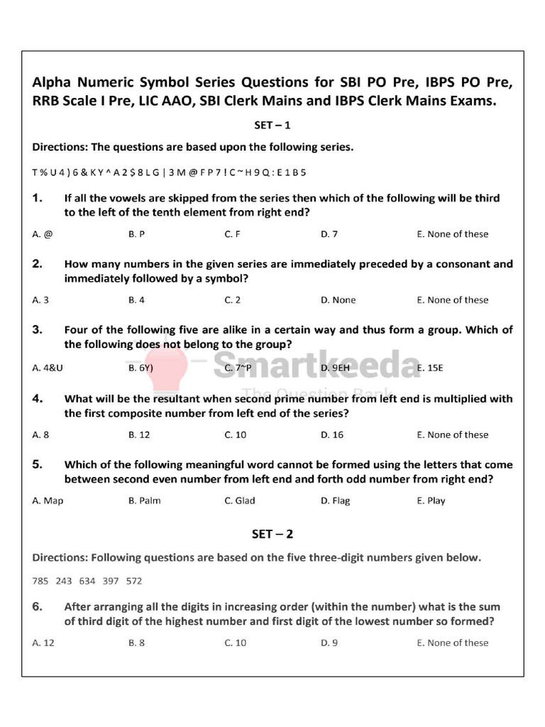 Alpha Numeric Series Set 1 | PDF
