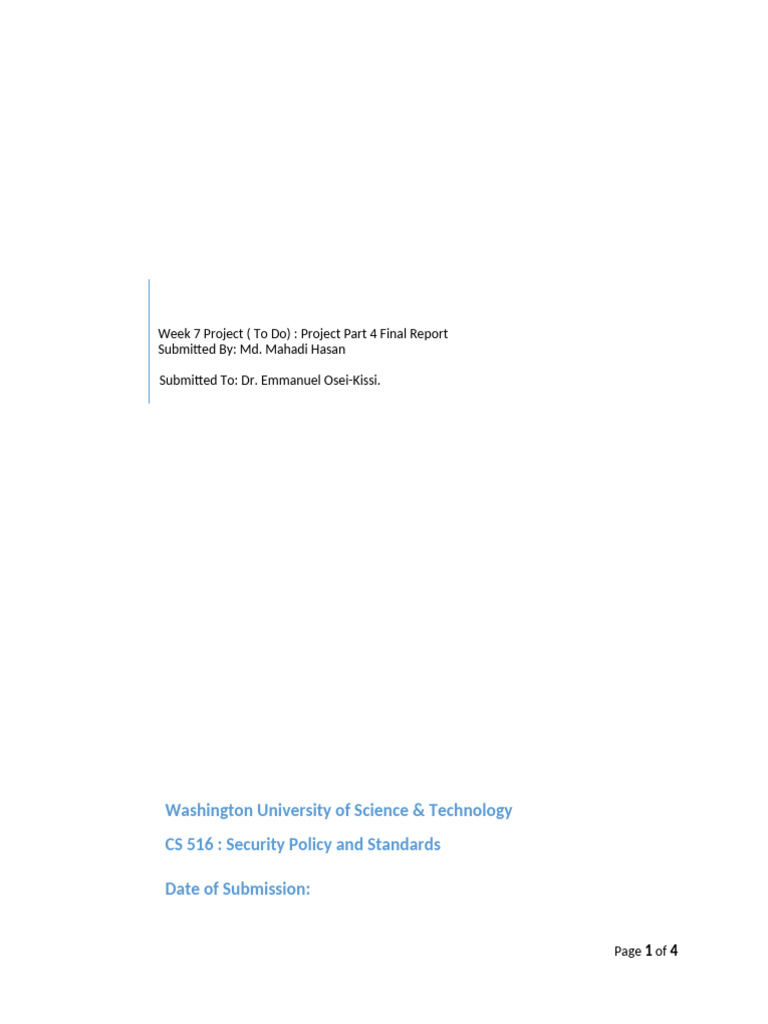Week 7 Project (To Do) Project Part 4 Final Report - Md. Mahadi Hasan | PDF