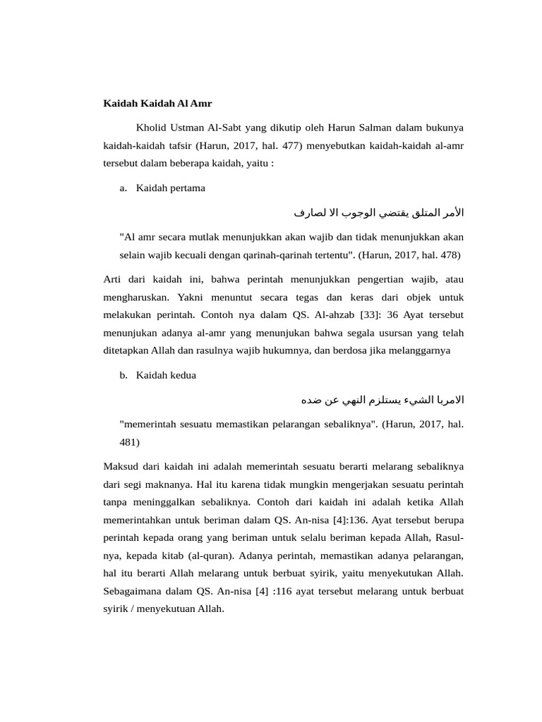 Kaidah Kaidah Al Amr | PDF