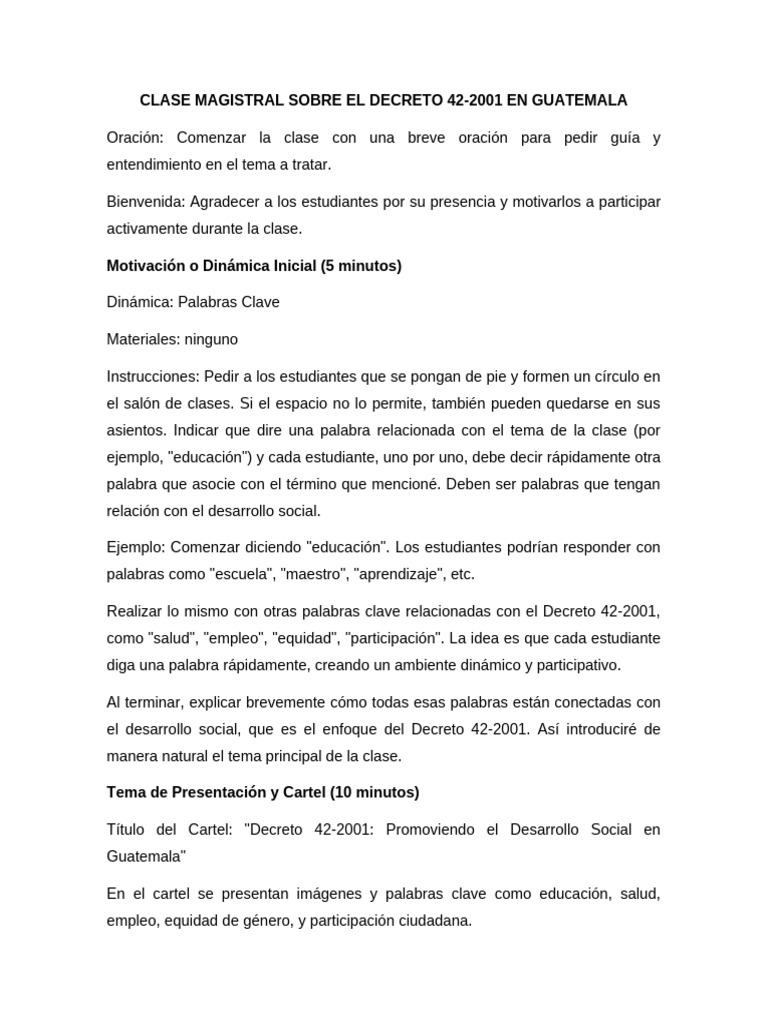 CLASE MAGISTRAL SOBRE EL DECRETO 42 | PDF