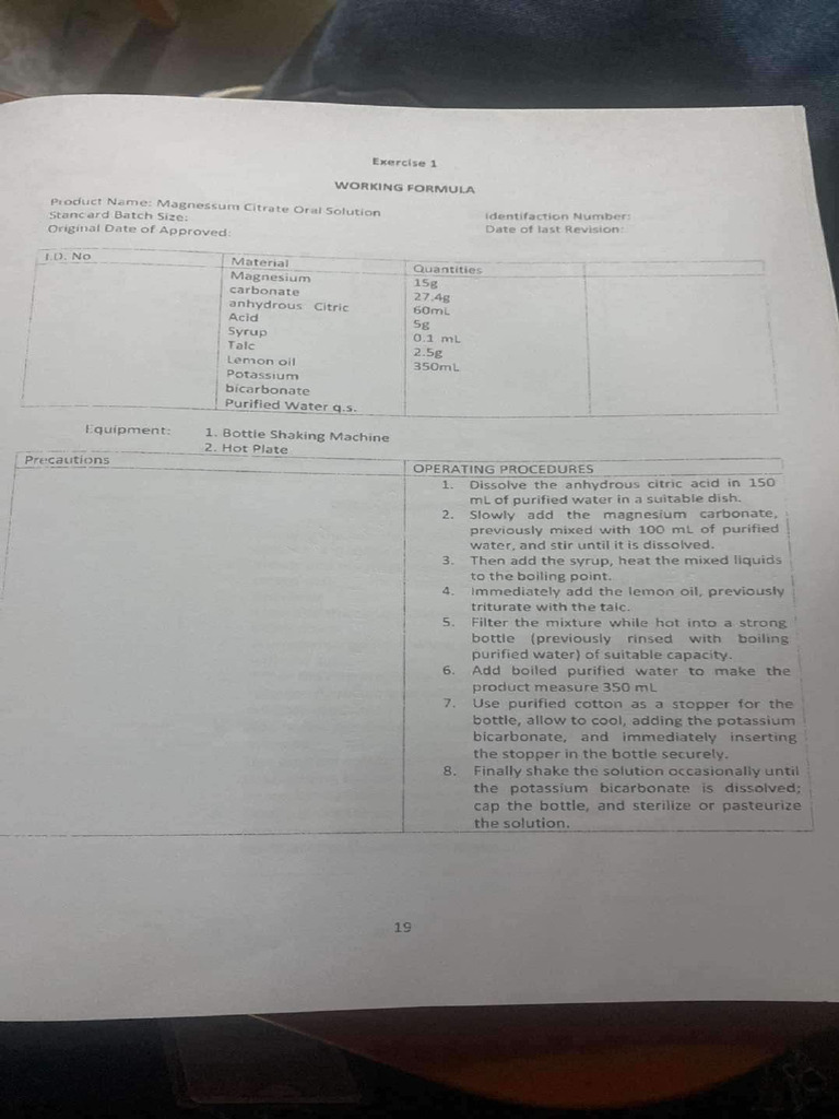 Exp. 1 5 Manuf Prelim | PDF