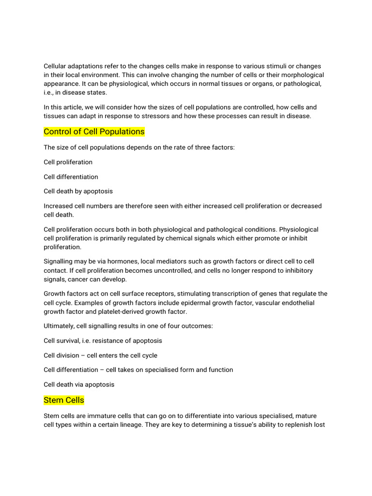 Cellular Adaptation by Watson Tiger | PDF