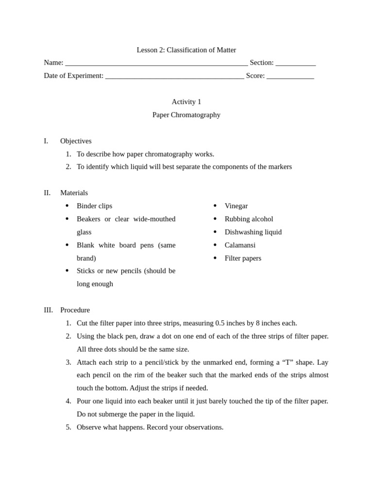 Science Experimental Sheet | PDF
