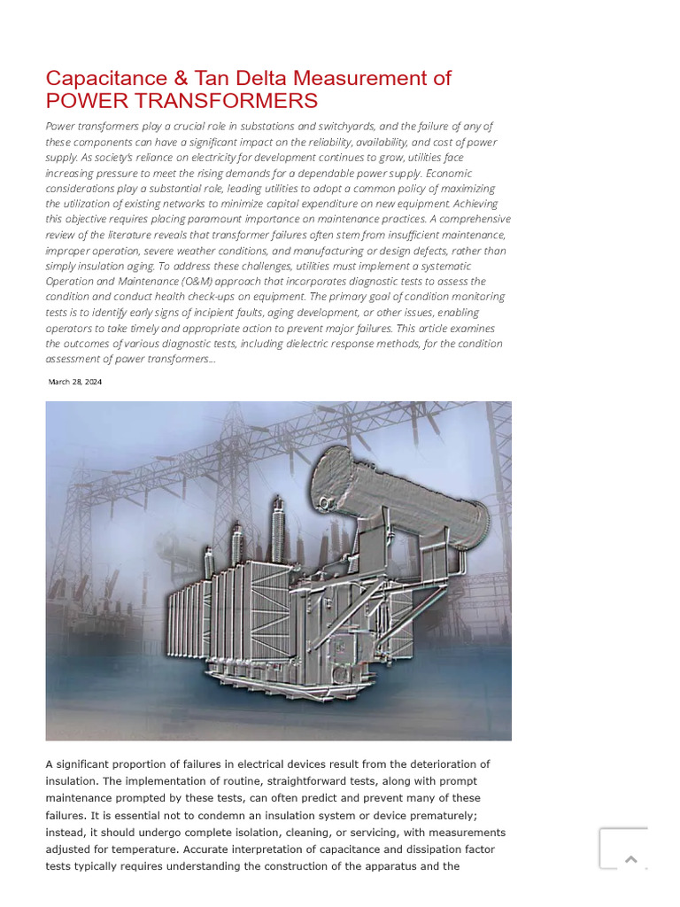 Capacitance & Tan Delta Measurement of POWER TRANSFORMERS _ Electrical ...