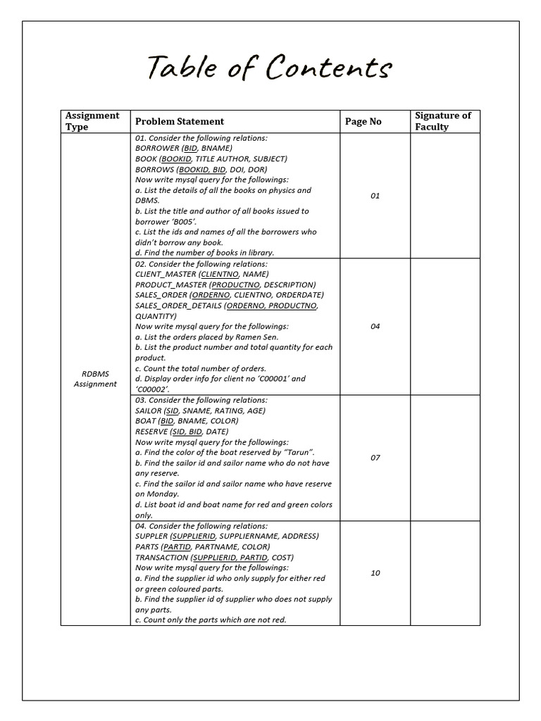 Assignment RDBMS | PDF