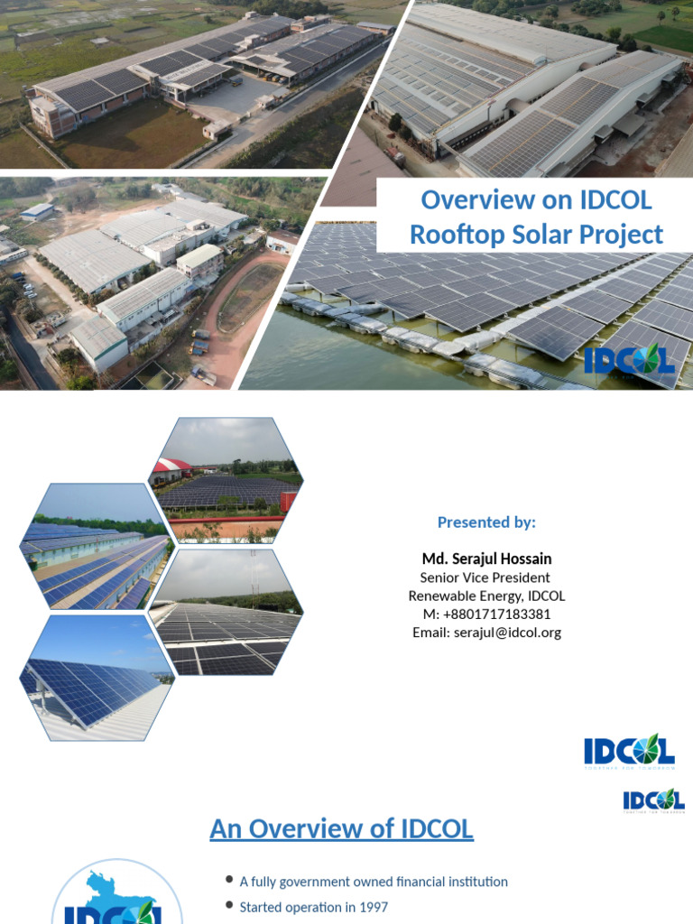 IDCOL Presentation - Rooftop Solar Project | PDF