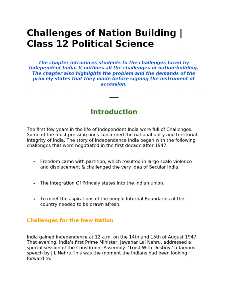 Challenges of Nation Building | PDF