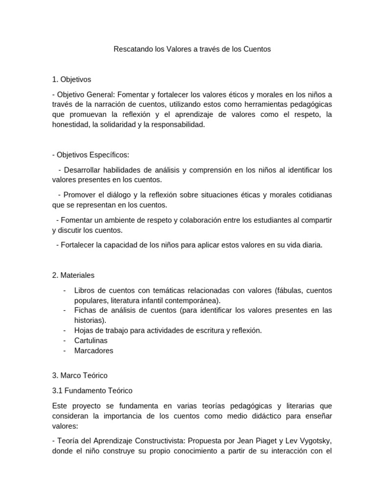 Rescatando Los Valores A Través De Los Cuentos Pdf