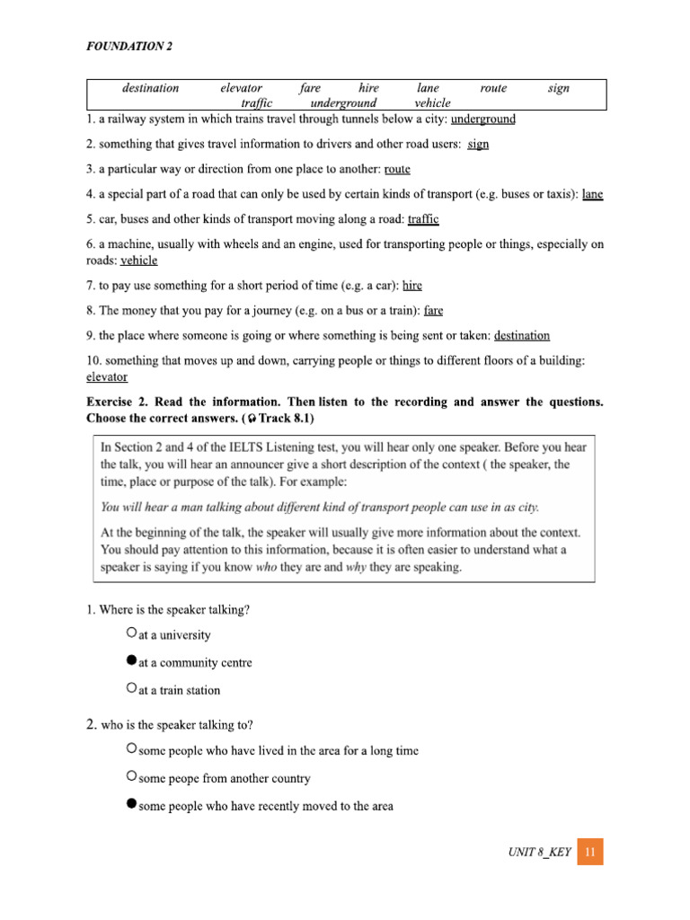 Key Listening Unit 8 | PDF