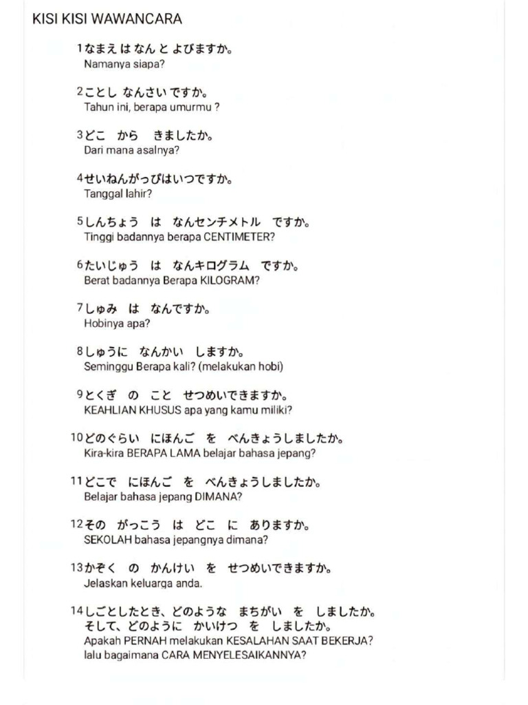 Kisi Kisi Mensetsu | PDF