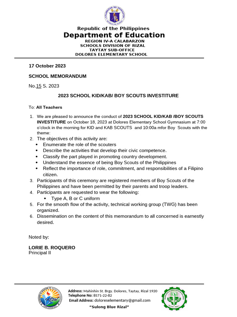 Investiture Memo GSP | PDF