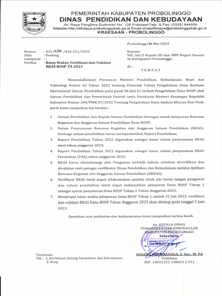 Surat Pemberitahuan Rkas | PDF