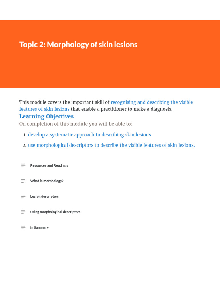 Topic 2 Morphology of Skin Lesions lZecnDg4 1 | PDF