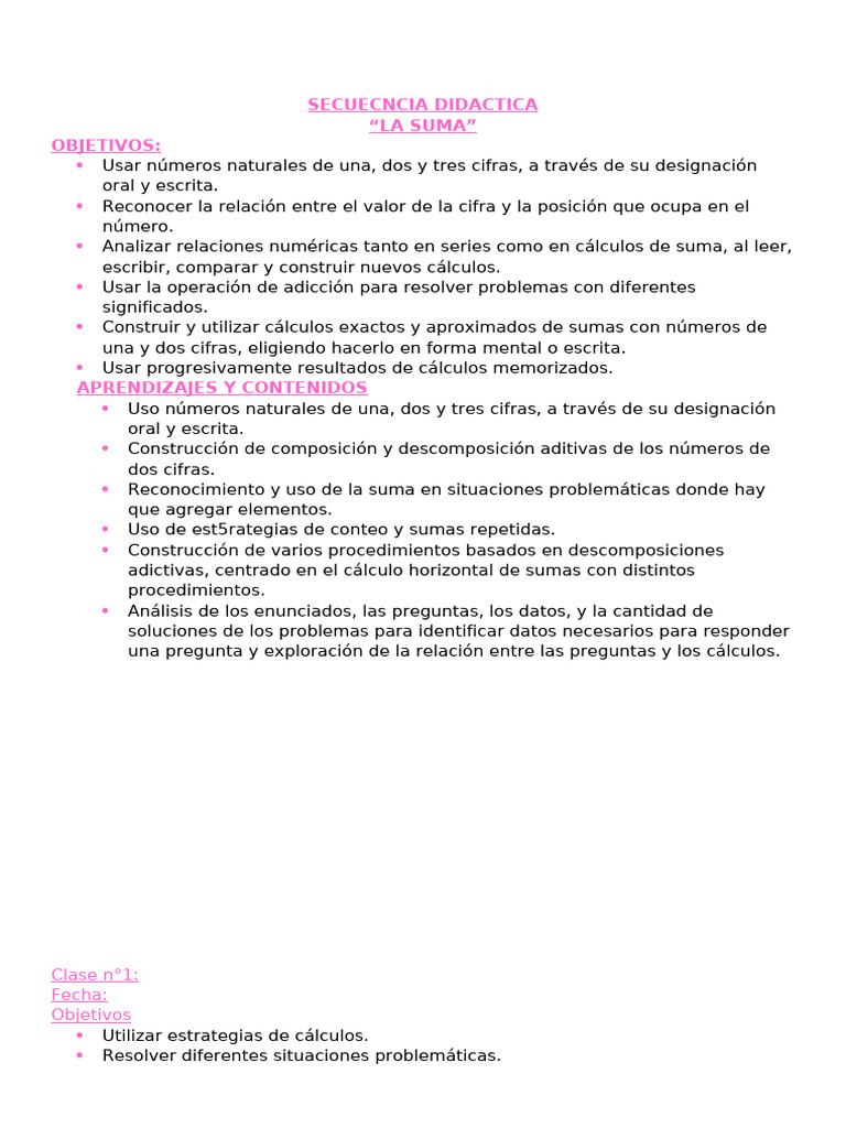 Secuencia Matematica La Suma 2024 | PDF