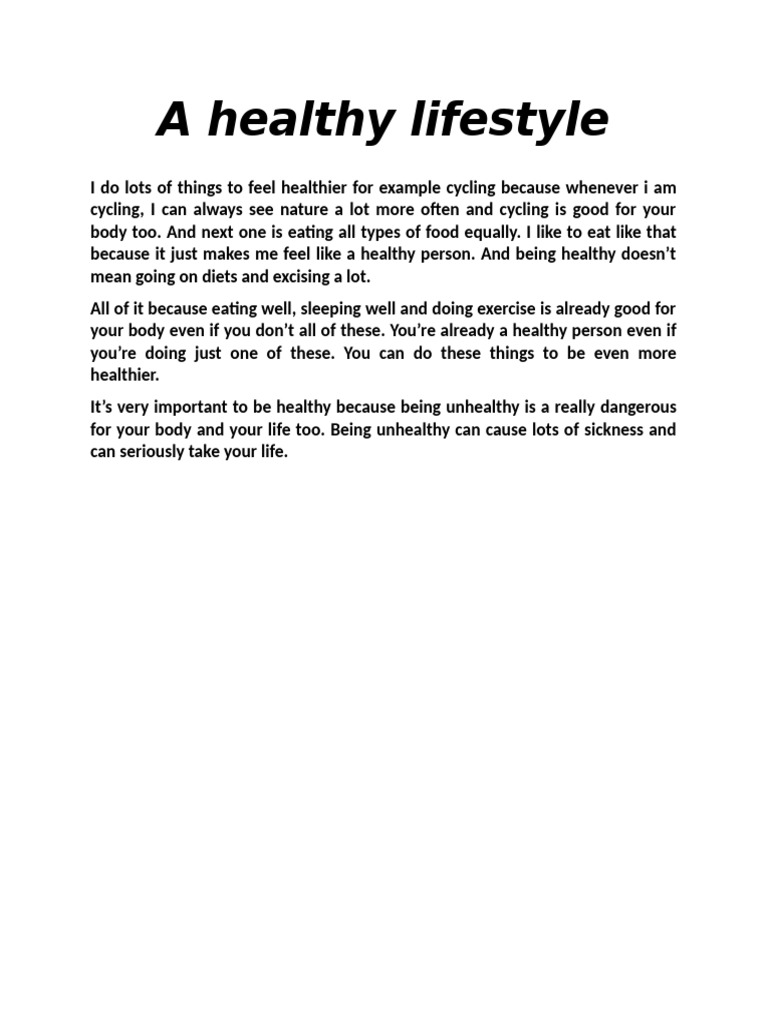 A Healthy Lifestyle | PDF