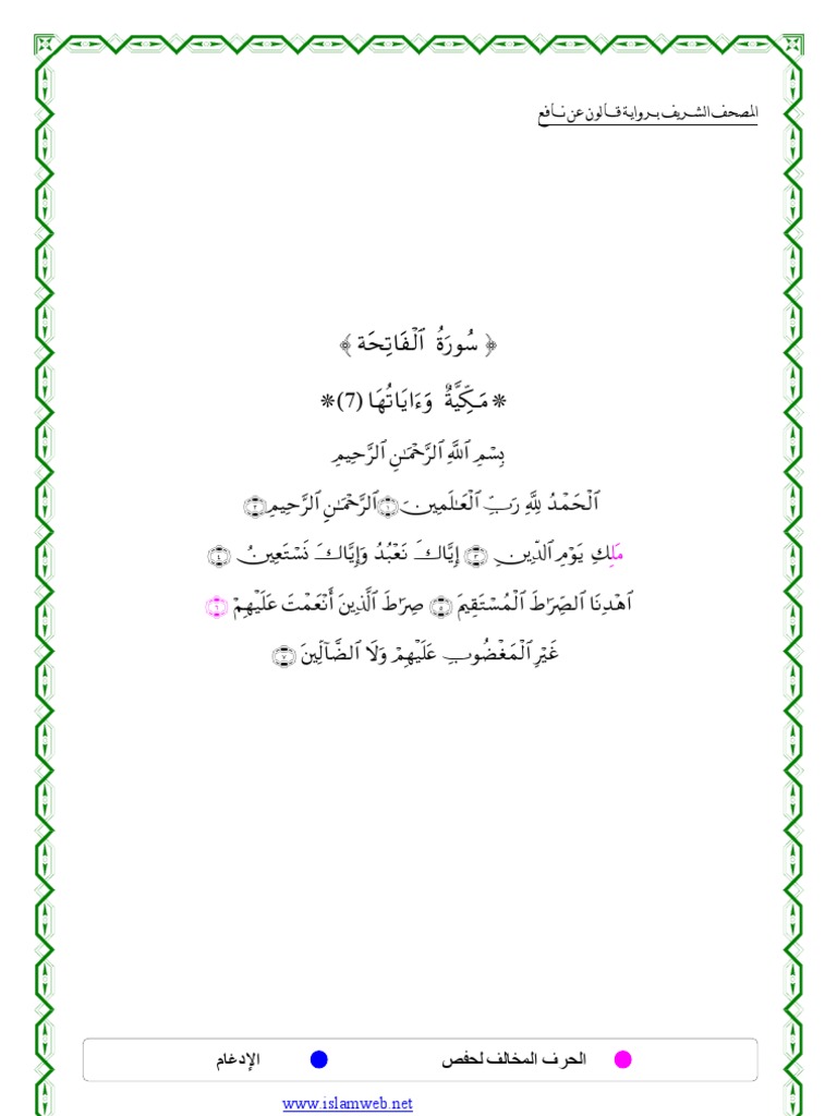 Quran Kaloun Nafa3 | PDF