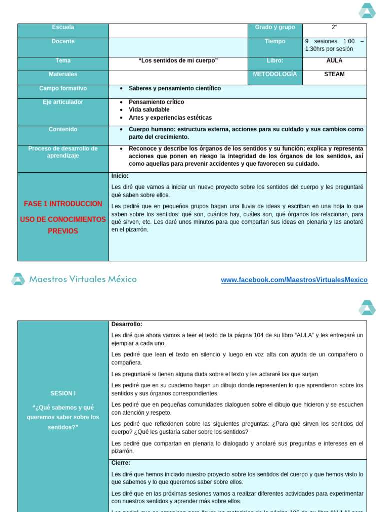 Los Sentidos de Mi Cuerpo | PDF