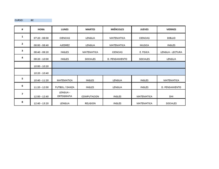 Horario Leito 6C | PDF