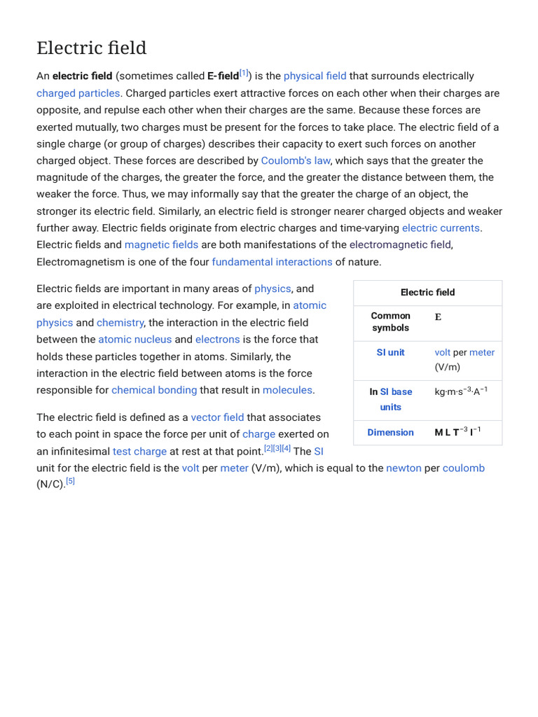 Electric Field - Wikipedia | PDF