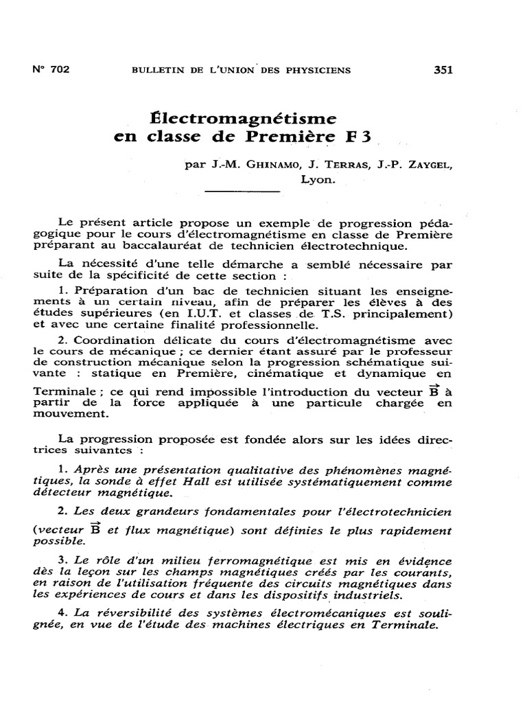 Électromagnétisme 1ere f3 | PDF