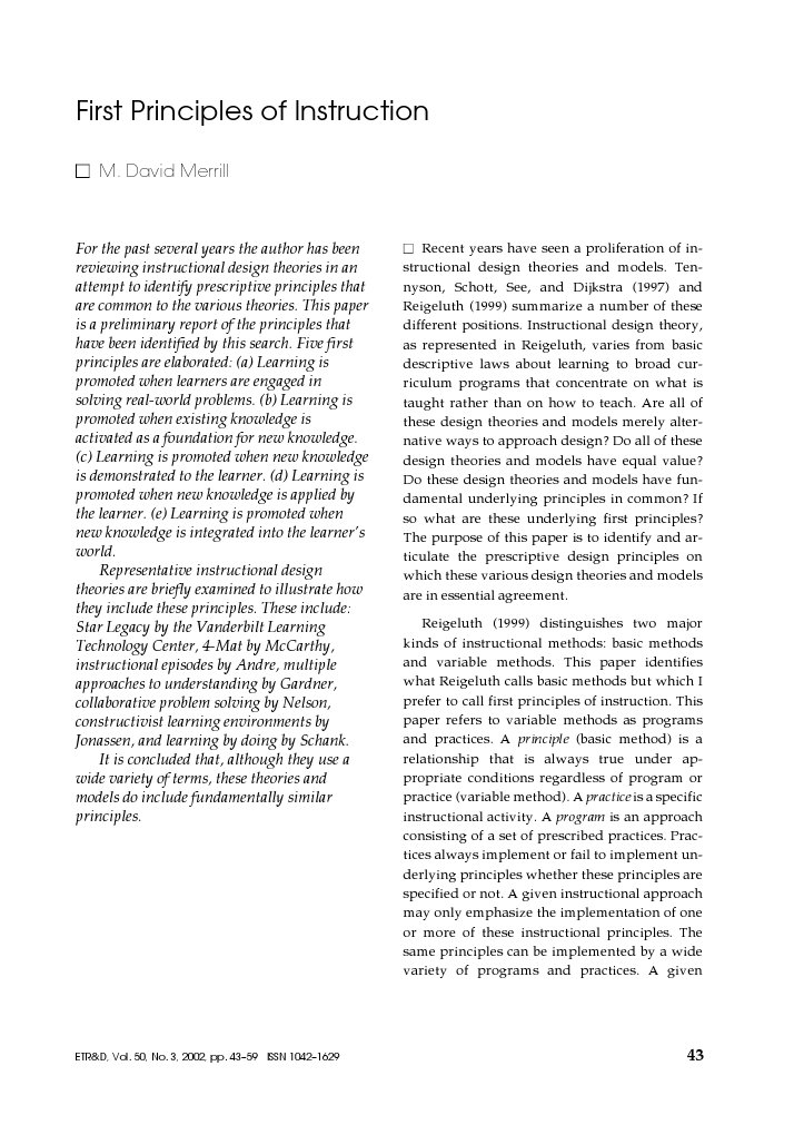 First Principles of Instruction: M. David Merrill | PDF | Instructional ...