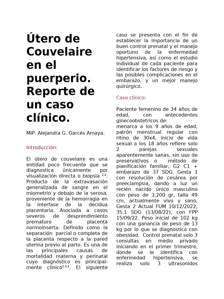 Copia de Caso Clínico Alejandra Garcés Amaya. 1gen | PDF