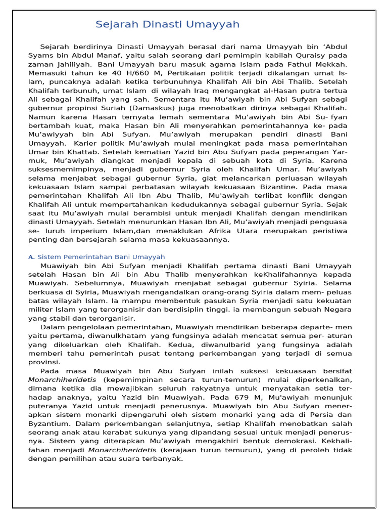 Sejarah Dinasti Umayya Dan Abbasiyah | PDF