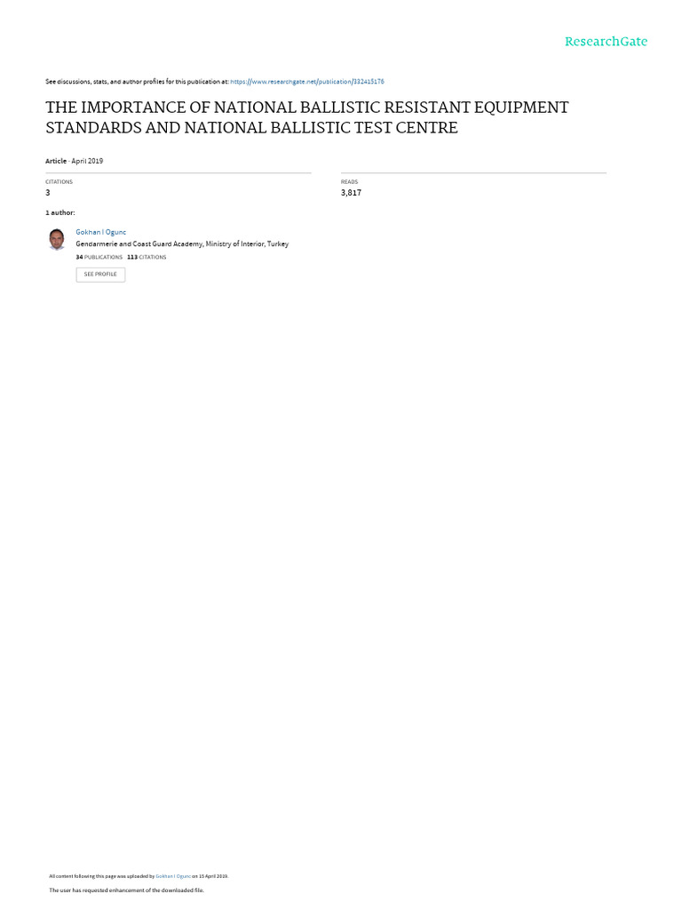 The Importance of National Ballistic Resistant Equipment Standards and ...