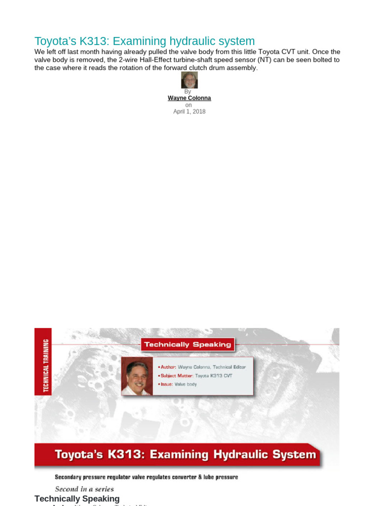 Toyota k313 Hydraulic | PDF