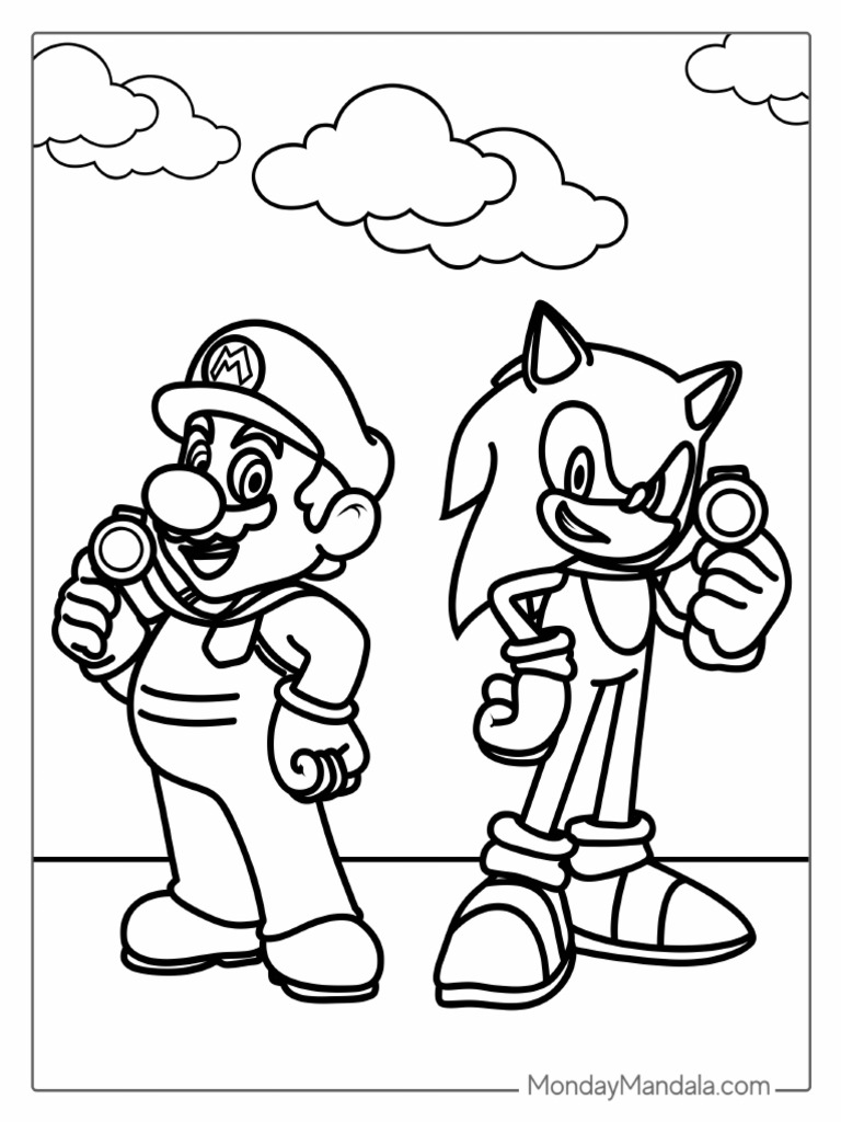 Coloring PAge of Sonic and Mario | PDF