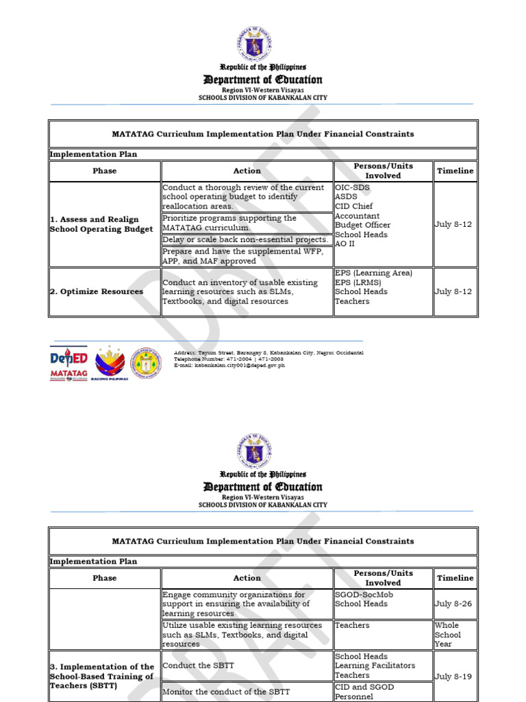 MATATAG-Curriculum-Implementation-Plan-Under-Financial-Constraints | PDF