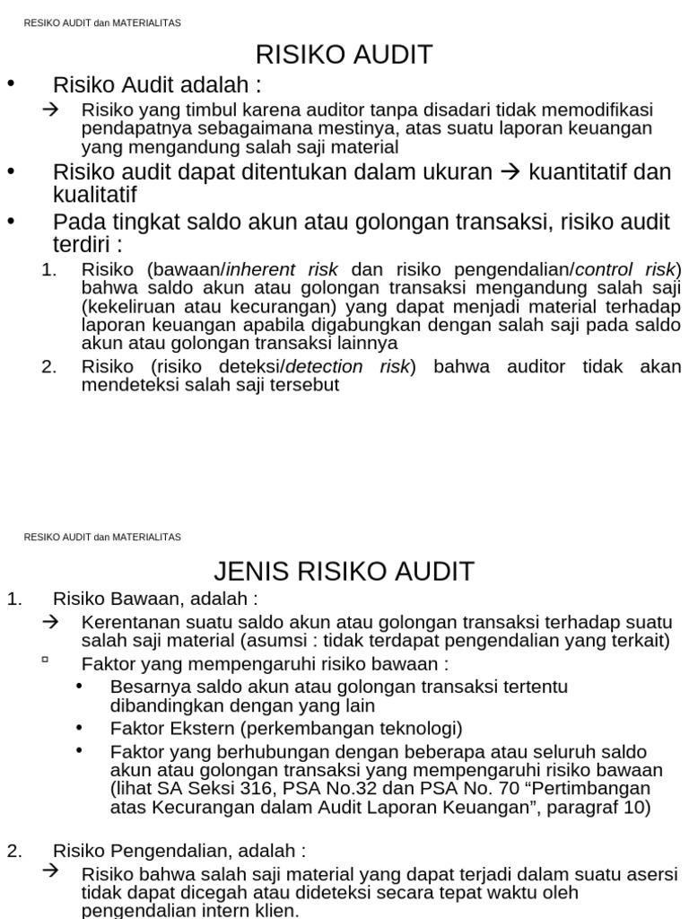 RiskoAudit Materialitas | PDF