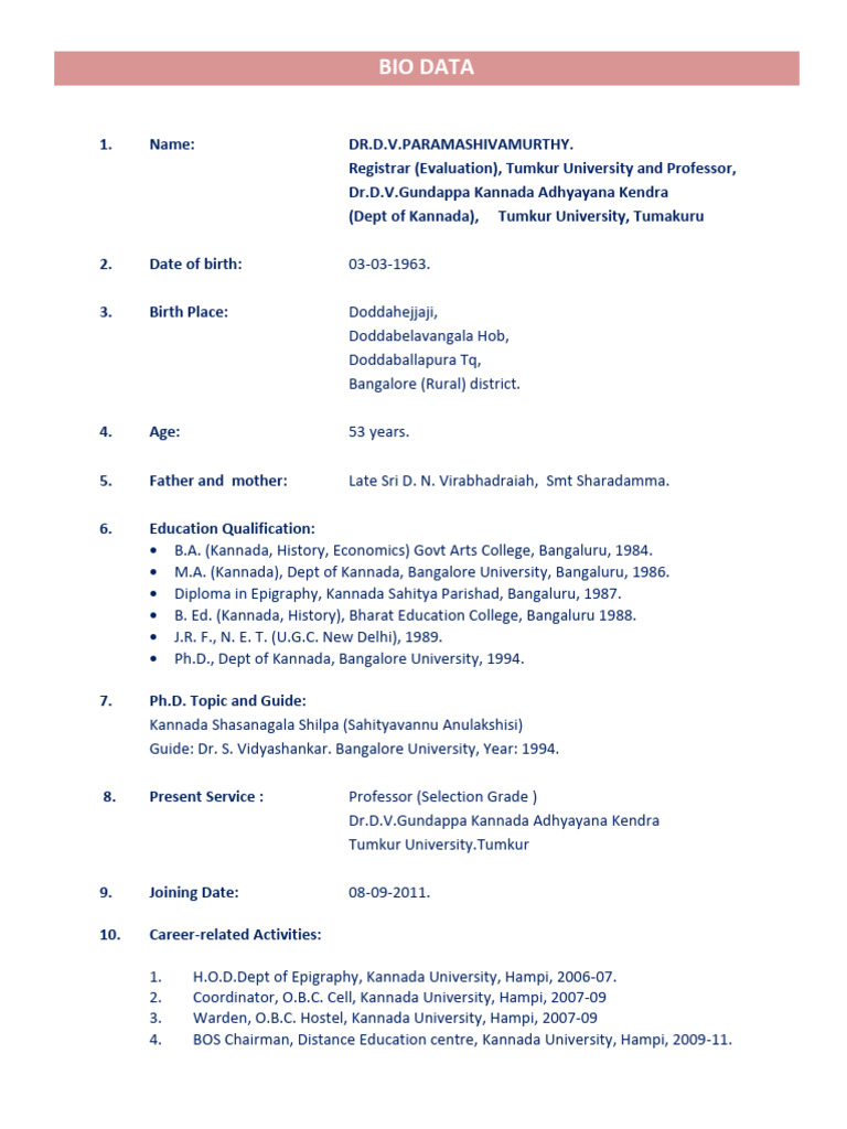 RE Biodata | PDF