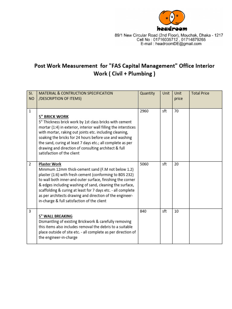 Civil & Other Work - FINAL | PDF