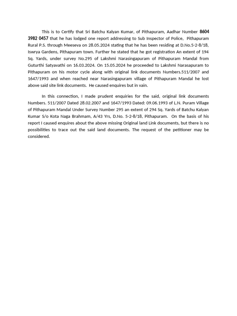 Missing Documents | PDF